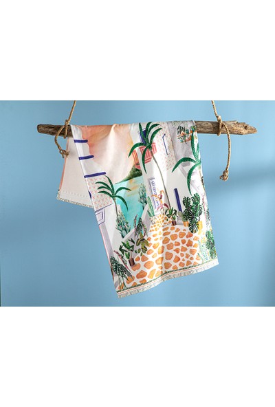 English Home Mikanos Pamuk Dijital Baskı Plaj Havlusu 70X150 cm Renkli