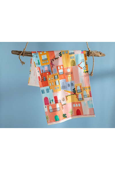 English Home Vernazza Pamuk Dijital Baskı Plaj Havlusu 70X150 cm Renkli