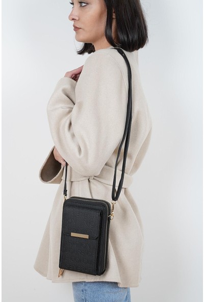 Paul Brand Siyah Kadın Çapraz Askılı Telefon Bölmeli Cüzdan Çanta HS6560