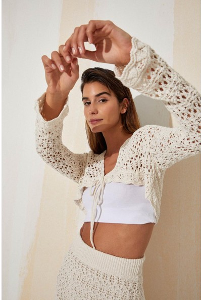 DeFacto Regular Fit V Yaka Bağlamalı Ajurlu Triko Hırka X7280AZ22SP DeFacto Regular Fit V Yaka Bağlamalı Ajurlu Triko Hırka X7280AZ22SP