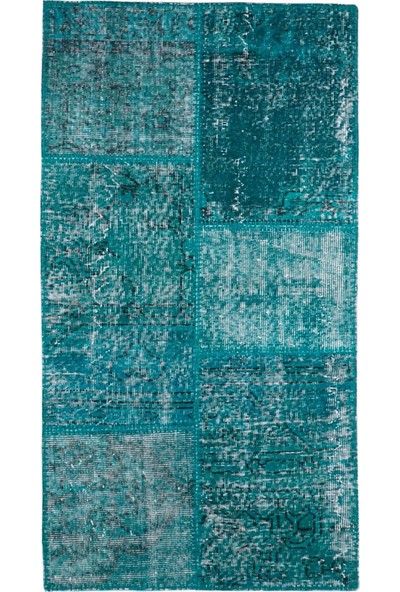 Çam Halı Turkuaz Renk Patchwork El Dokuma Halısı 80X150 Çam Halı Turkuaz Renk Patchwork El Dokuma Halısı 80X150
