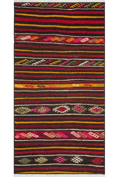 Çam Halı Siyah Renk Multy Vintage El Dokuma KILIM-80X150 Çam Halı Siyah Renk Multy Vintage El Dokuma KILIM-80X150