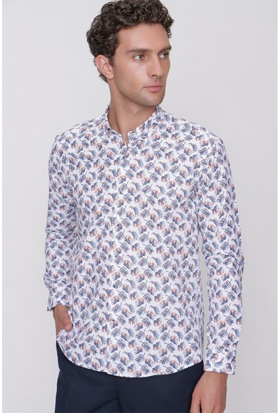 Morven Erkek Kiremit Merida Slim Fit Dar Kesim Baskılı Uzun Kollu Gömlek Morven Erkek Kiremit Merida Slim Fit Dar Kesim Baskılı Uzun Kollu Gömlek