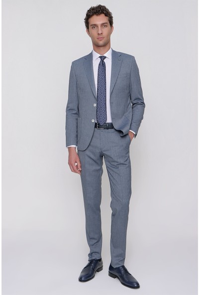 Morven Erkek Lacivert Çizgili Slim Fit Dar Kesim Torba Cep 6 Drop Takım Elbise Morven Erkek Lacivert Çizgili Slim Fit Dar Kesim Torba Cep 6 Drop Takım Elbise