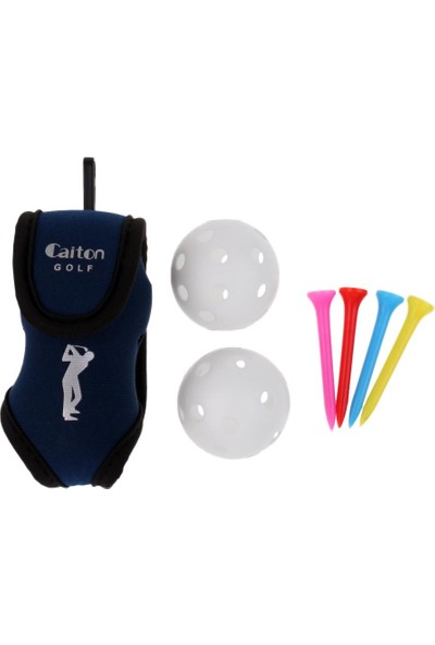 Catrne Klipsli Golf Topu Tutucu Kemer Çantası Artı 2 Golf Topu ve 4 Tişört Mavi (Yurt Dışından)