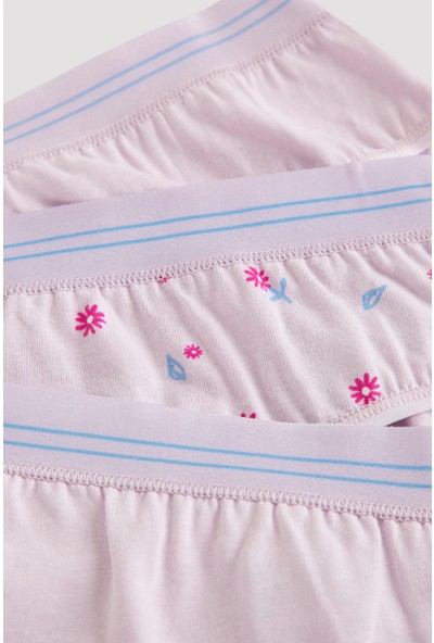 Penti Lila Kız Çocuk Flower 3lü Slip Külot