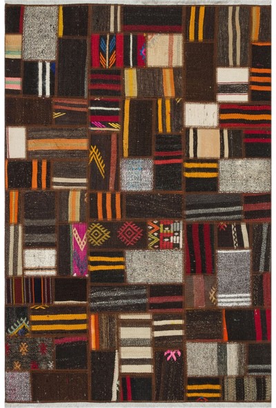 Çam Halı Siyah Gümüş Sarı Çizgili Anadolu KİLİM-120X180K