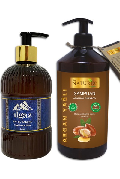 Naturix Oud Oryantel Parfümlü Sıvı Sabun 475 ml + Besleyici Onarıcı Tuzsuz Argan Şampuan 600 ml Naturix Oud Oryantel Parfümlü Sıvı Sabun 475 ml + Besleyici Onarıcı Tuzsuz Argan Şampuan 600 ml