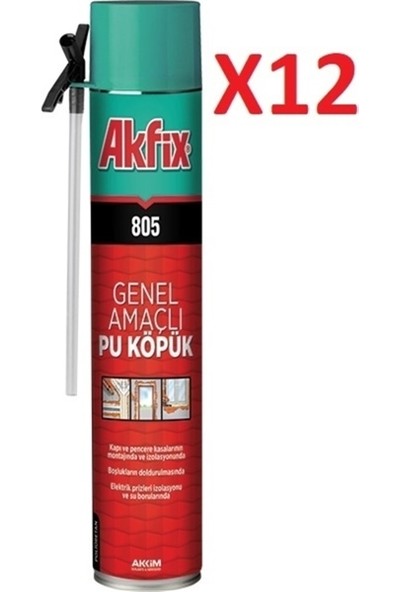 Akfix 805 Genel Amaçlı Poliüretan Köpük 750 ML/850 gr (1 Koli - 12 Adet) Akfix 805 Genel Amaçlı Poliüretan Köpük 750 ML/850 gr (1 Koli - 12 Adet)