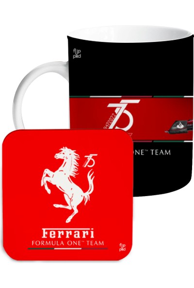 Flipped Ferrari Formula Kupa ve Bardak Altlığı Takımı Flipped Ferrari Formula Kupa ve Bardak Altlığı Takımı
