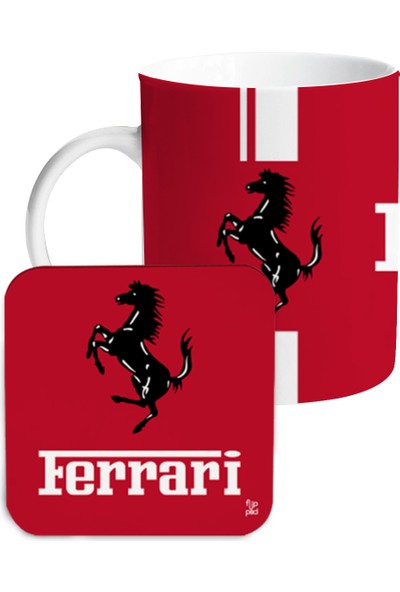 Flipped Ferrari Kupa ve Bardak Altlığı Takımı Flipped Ferrari Kupa ve Bardak Altlığı Takımı