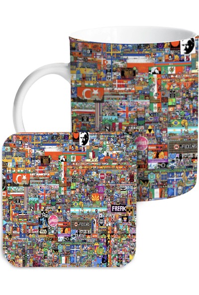 Flipped R Place Kupa ve Bardak Altlığı Takımı