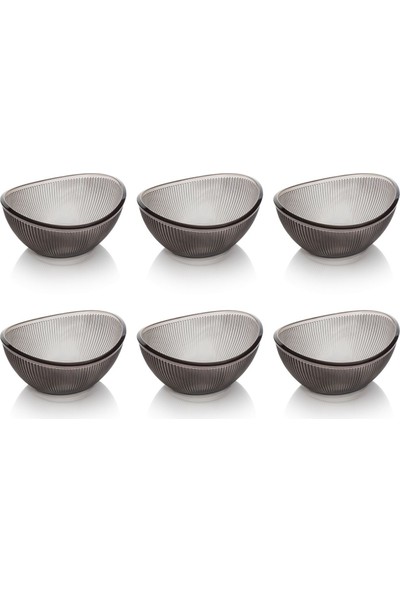 Luwi Shopping Akrilik Barok Füme Oval 6 Lı Çerez Kasesi