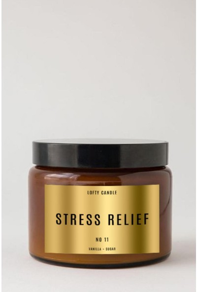 Stress Relief Gold Etiket Mum Dekor Aromaterapi Rahatlatıcı Vanilya Kokusu 330 gr Stress Relief Gold Etiket Mum Dekor Aromaterapi Rahatlatıcı Vanilya Kokusu 330 gr