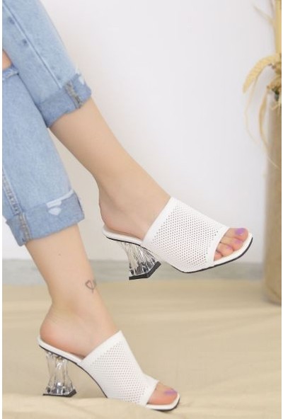 E Moda 7 cm Topuklu Terlik Beyaz - 9147.264. E Moda 7 cm Topuklu Terlik Beyaz - 9147.264.