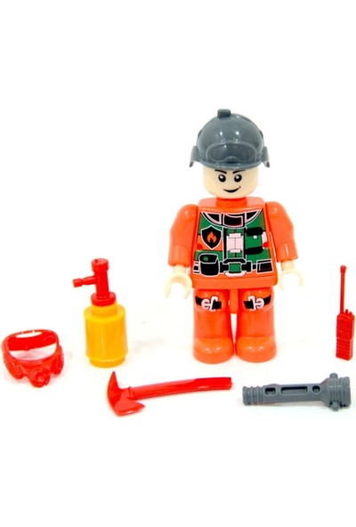 Kahraman Oyuncak Fire Fighter Itfaiye Figürü LEGO Seti Gri