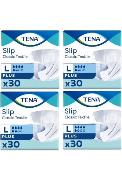 Tena Slip Classic Tekstil Yüzeyli Hasta Bezi Büyük Beden (Large) 120 Adet 4 Paket Tena Slip Classic Tekstil Yüzeyli Hasta Bezi Büyük Beden (Large) 120 Adet 4 Paket