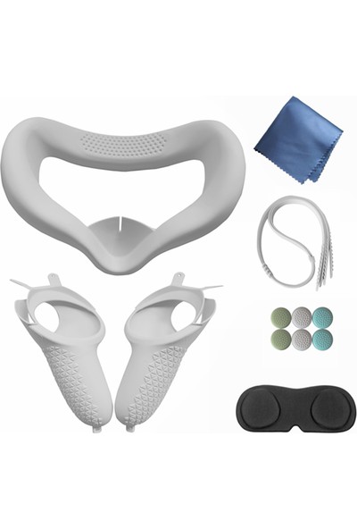 Oculus Quest 2 Silikon Koruyucu Aksesuar Seti 13 Parça Beyaz Oculus Quest 2 Silikon Koruyucu Aksesuar Seti 13 Parça Beyaz