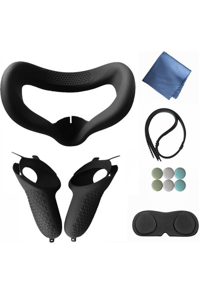 Oculus Quest 2 Silikon Koruyucu Aksesuar Seti 13 Parça Siyah Oculus Quest 2 Silikon Koruyucu Aksesuar Seti 13 Parça Siyah