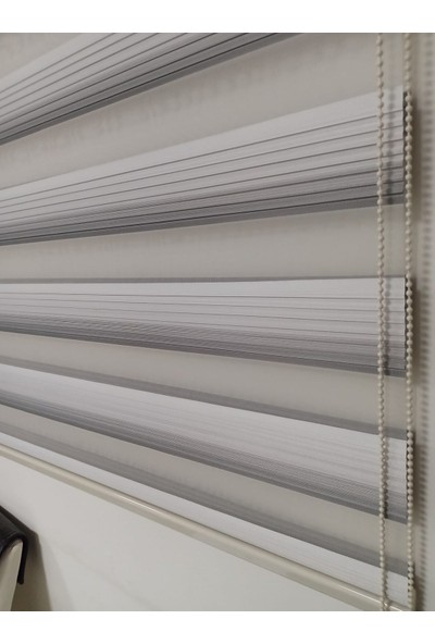 KCM Zebra Stor Perde - Geçişli Plise Gri KCM Zebra Stor Perde - Geçişli Plise Gri