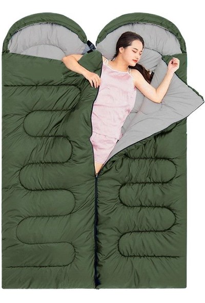 Sportlife Camper Pro Sq Birleştirilebilir 2 Kişilik Uyku Tulumu - Haki