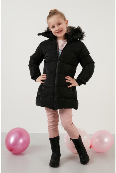 Lela Yakası Suni Kürklü Peluş Astarlı Çıkarılabilir Kapüşonlu Kışlık Mont Kız Çocuk Mont 5760002