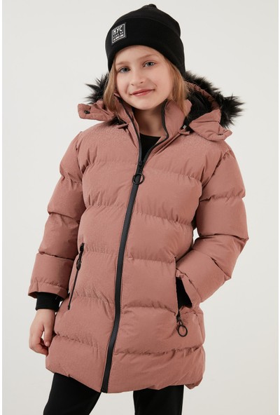 Lela Yakası Suni Kürklü Peluş Astarlı Çıkarılabilir Kapüşonlu Kışlık Mont Kız Çocuk Mont 5760002