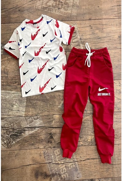 Besa Kids Kids Spor Desenli Erkek Çocuk Tshirt Eşofmantakımı