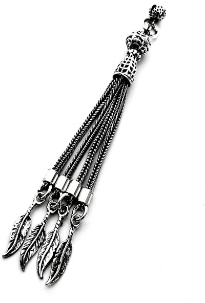 Ebrar Tesbih Gümüş Gümüş Tesbih Püskülü 4'lü Orta Boy Gümüş Püskül 4 Zincirli Orta Boy Gümüş Püskül