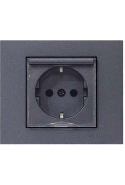 Ovivo Grano Metalik Füme Kapaklı Topraklı Priz