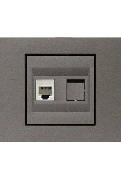 Ovivo Grano Metalik Antrasit RJ45 Cat6 Tekli Data Prizi Ovivo Grano Metalik Antrasit RJ45 Cat6 Tekli Data Prizi