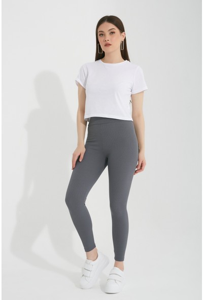Kadın Yüksek Bel Seamless Fitilli Tayt