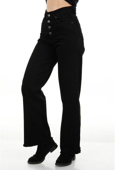 Açelya Kadın Paçası Püsküllü Denim Jeans