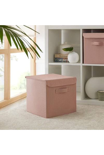 Ocean Home Pembe Dokulu Kumaş Kutu 30 x 30 x 30 cm Ocean Home Pembe Dokulu Kumaş Kutu 30 x 30 x 30 cm