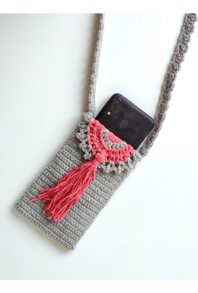 El Örgüsü Motif Detaylı Telefon Çantası
