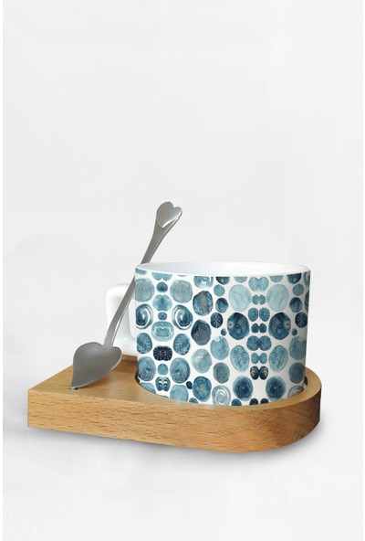 Flipped Blue Drople Mıknatıslı Kalp Kaşıklı Nescafe Fincanı