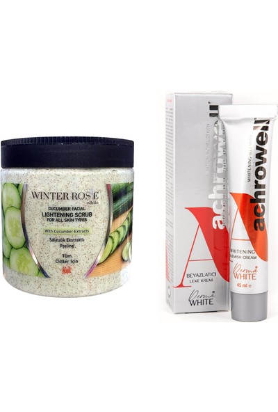 Winter Rose Salatalık Özlü Kumlu Maske Peeling 500 gr + Achrowell Beyazlatıcı Leke Kremi Winter Rose Salatalık Özlü Kumlu Maske Peeling 500 gr + Achrowell Beyazlatıcı Leke Kremi