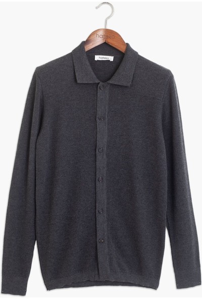 Hateko Pamuk-Bambu Antrasit Triko Gömlek Hateko Pamuk-Bambu Antrasit Triko Gömlek