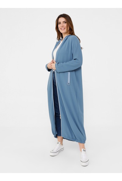 Alia Büyük Beden Kapüşonlu Biye Detaylı Kap - Gülce Ekru - Alia Alia Büyük Beden Kapüşonlu Biye Detaylı Kap - Gülce Ekru - Alia