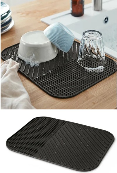 Şimşek Product Silikon Siyah Bulaşık Kurutma Matı Şimşek Product Silikon Siyah Bulaşık Kurutma Matı