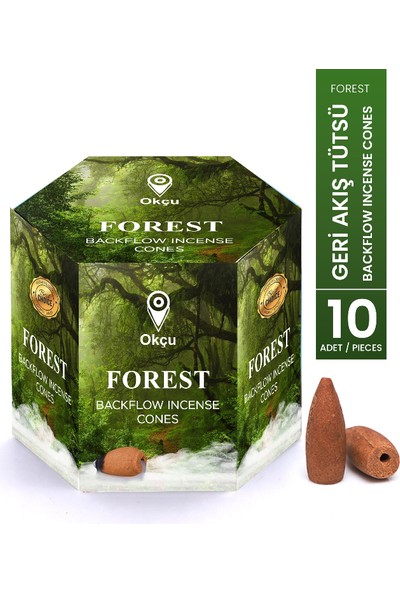 Okçu Forest / Selva Geri Akış Şelale Tütsü Konik Backflow Incense Cones 10 Adet / Pieces Okçu Forest / Selva Geri Akış Şelale Tütsü Konik Backflow Incense Cones 10 Adet / Pieces