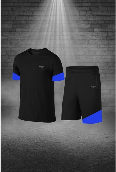 Erkek Siyah Dri-Fit Kumaş Sıfır Yaka Kısa Kol Konforlu Tişört Şort Alt Üst Takım (S-3xl)