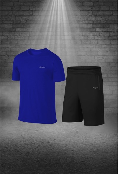 Erkek Mavi Dri-Fit Kumaş Antrenman ve Koşu Için Konforlu Cepli Düz Tişört Şort Seti (S-3xl) Erkek Mavi Dri-Fit Kumaş Antrenman ve Koşu Için Konforlu Cepli Düz Tişört Şort Seti (S-3xl)