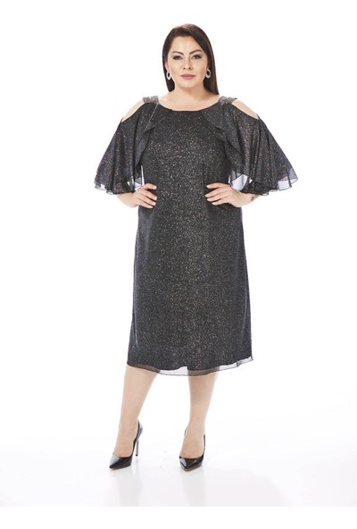 Lilas Xxl Kadın Büyük Beden Omzu Açık Likralı Simli Abiye Elbise 5489308 Siyah Lilas Xxl Kadın Büyük Beden Omzu Açık Likralı Simli Abiye Elbise 5489308 Siyah