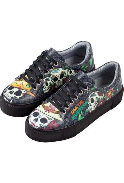 Aziz Şahin Shoes Kurukafa Desen Özel Tasarım Kadın Sneakers