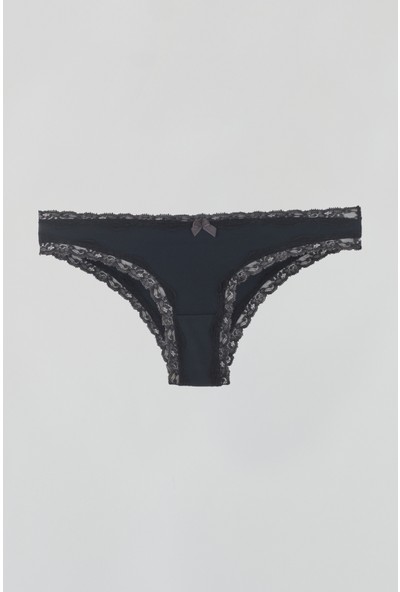 Siyah Dantel Detaylı Micro Kumaş Brazillian