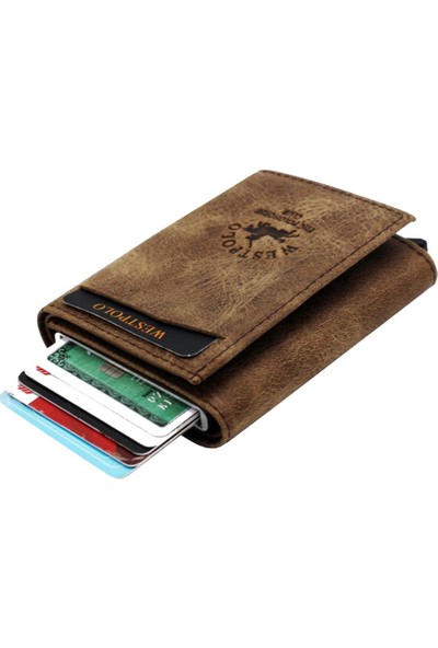 Öner West Polo Mekanizmalı Kartlık Hakiki Deri Grazy Kahve 5550