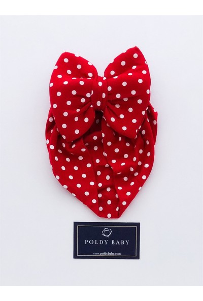 Poldy Baby Fiyonklu Penye Bebek Bonesi Puantiyeli Kırmızı