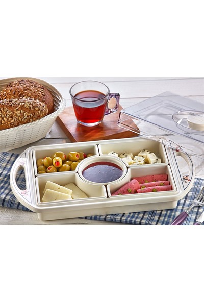 Viola 5 Bölmeli Kapaklı Kahvaltılık ve Çerezlik Seti Viola 5 Bölmeli Kapaklı Kahvaltılık ve Çerezlik Seti