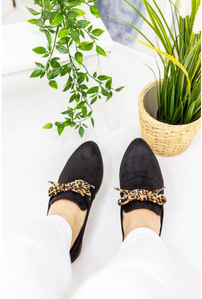 Papuçlarım Sarte Siyah Süet Kadın Babet
